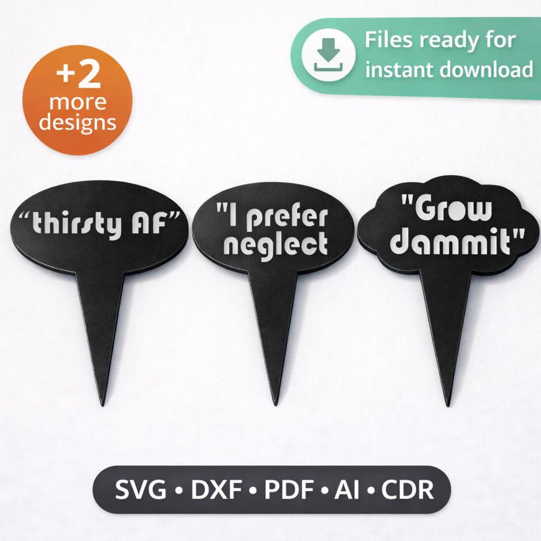 Funny Plant Markers SVG Bundle | Sarcastic Garden Sign Laser Cut Files ...