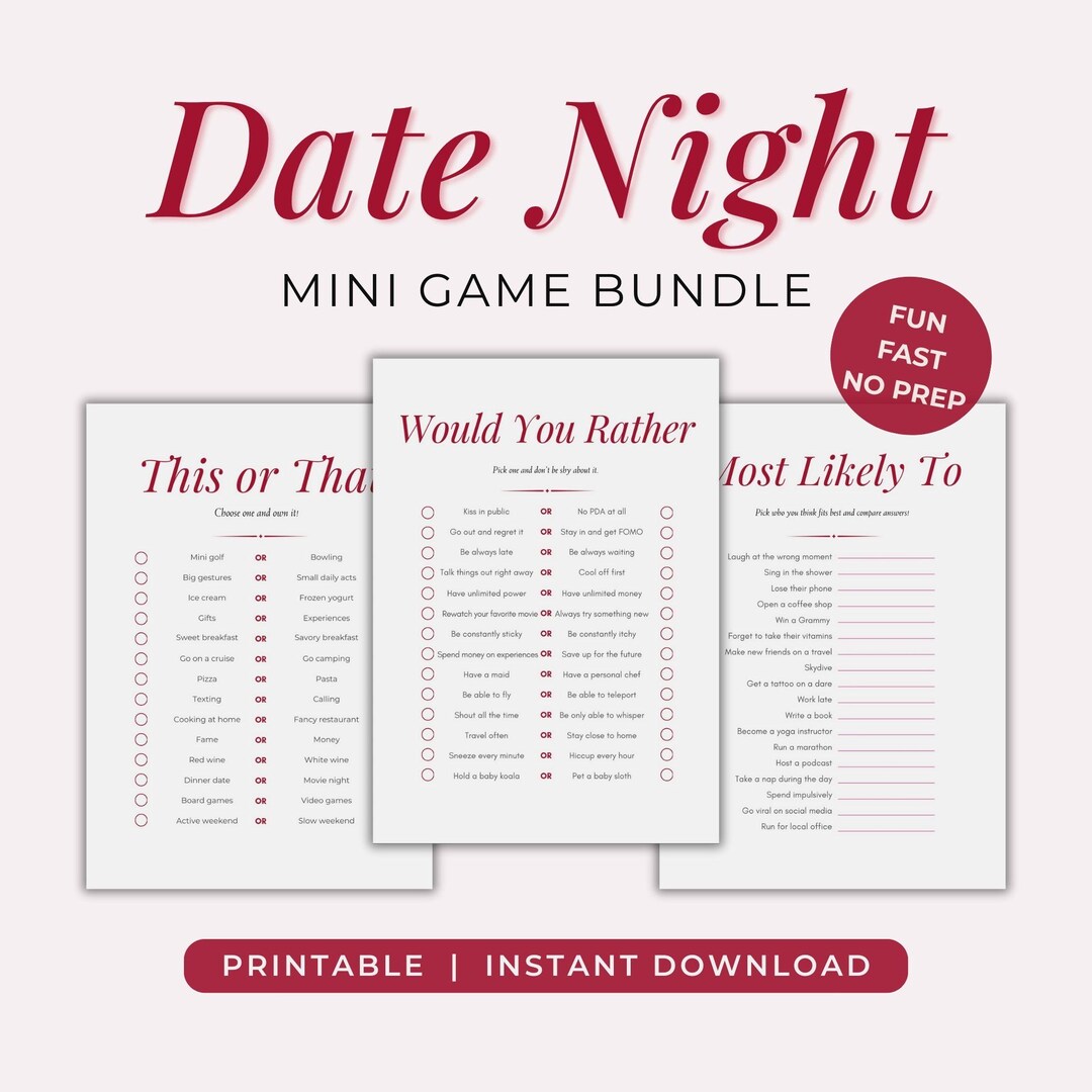 Couples Date Night Games Bundle Printable Relationship Games Adult Card ...