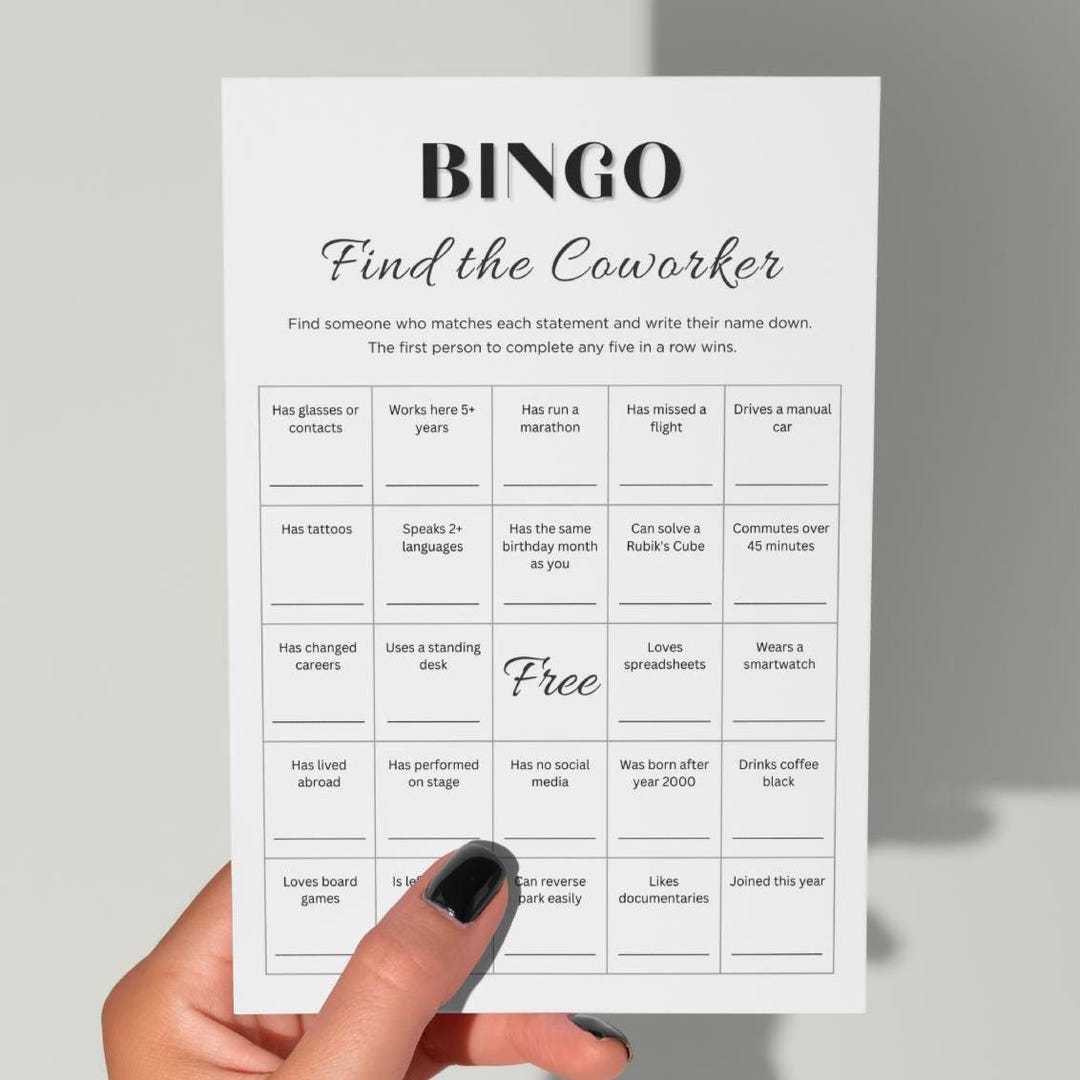 Coworker Bingo Employee Icebreaker Get to Know You Game Team Building ...