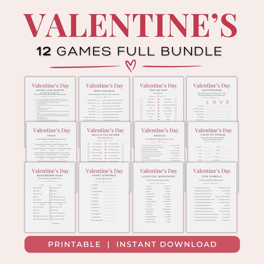 Valentines Day Games Mega Games Bundle Printable Date Night Games ...