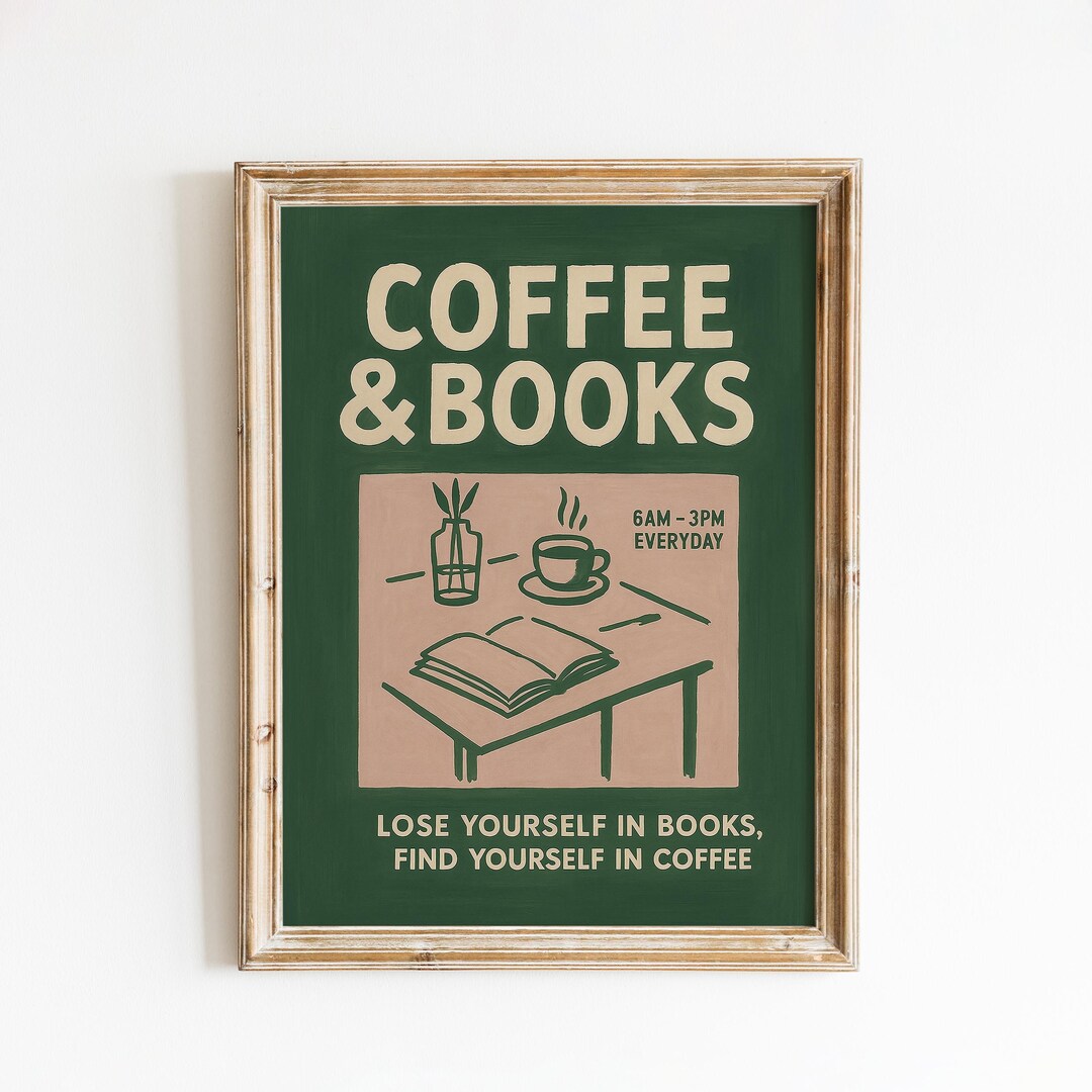 Coffee & Books Poster – Cozy Reading Wall Art - Etsy