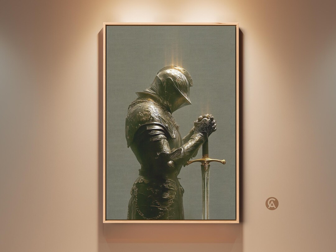 Knight in Armor Wall Art Print, Medieval Warrior Canvas Art, Gothic ...