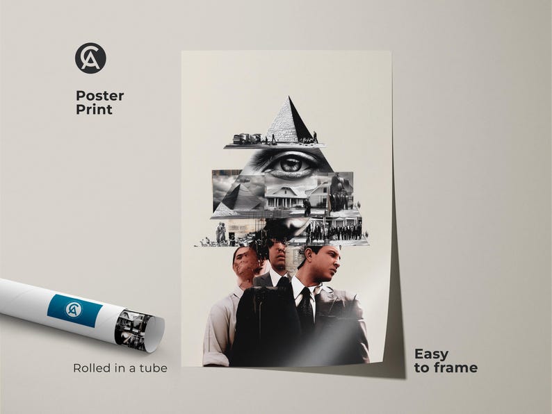 Surrealist Collage Art Print - Eye Pyramid History Theme Wall Art ...