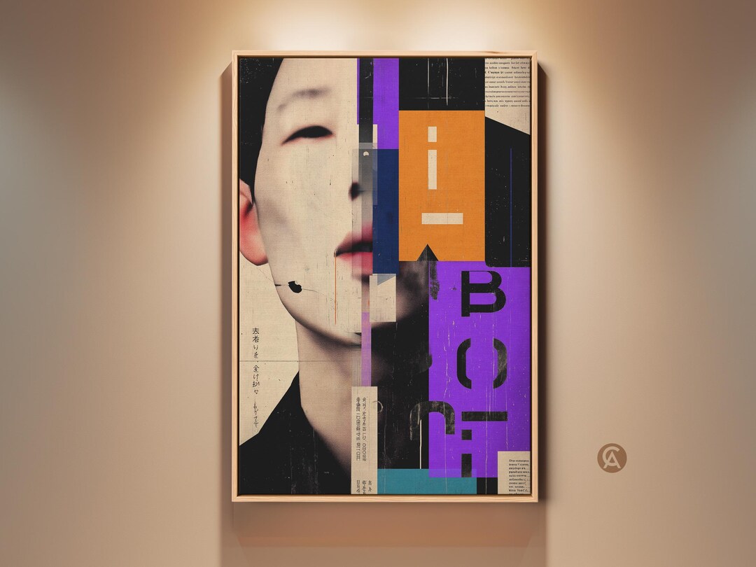 Abstract Face Collage Art Print, Contemporary Portrait Wall Art ...