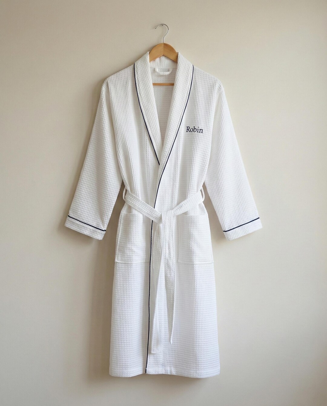 Personalized Waffle Bathrobe, Turkish Cotton Custom Embroidered Robe ...