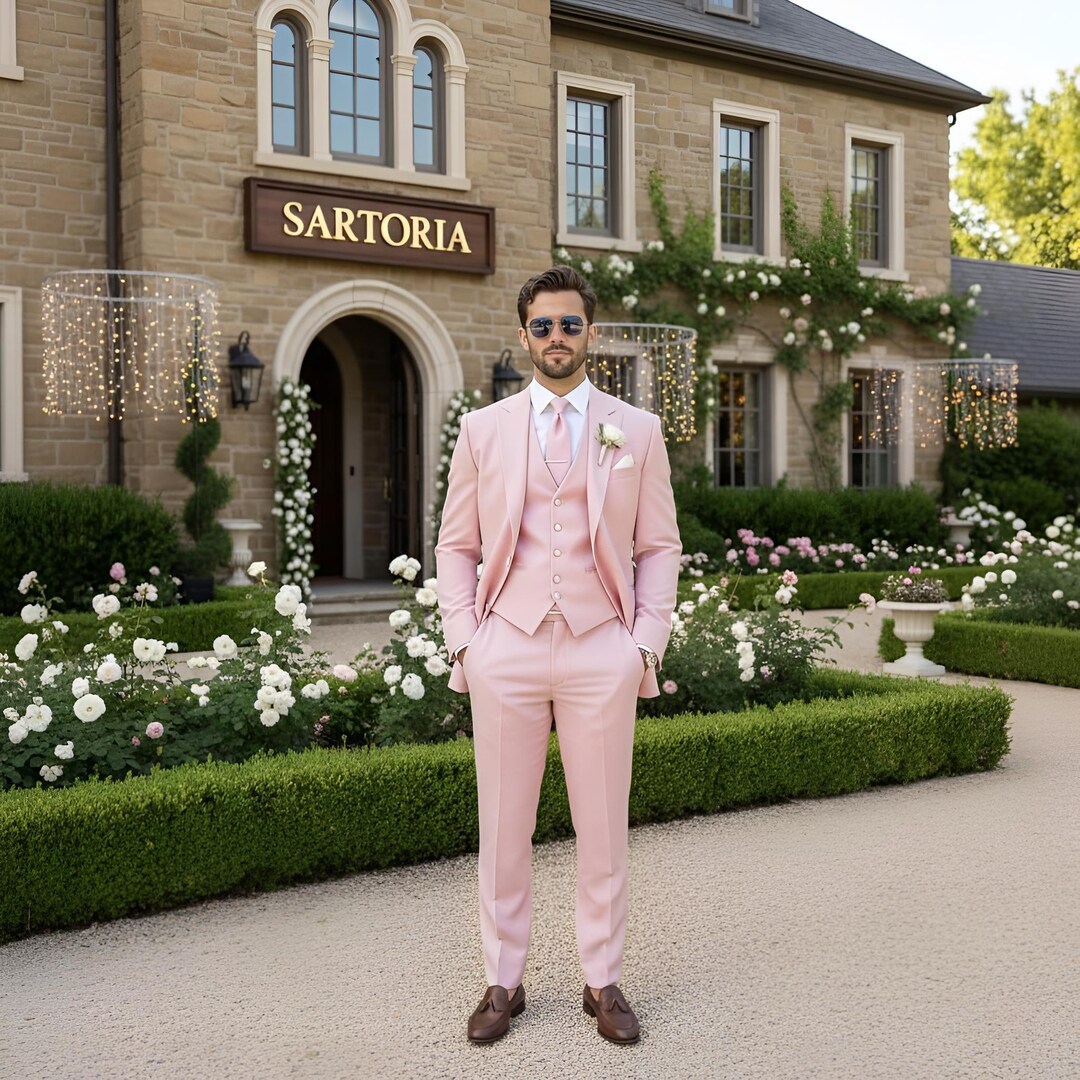 The Pinnacle of Pastel Elegance: the SARTORIA Rose-quartz Three-piece ...