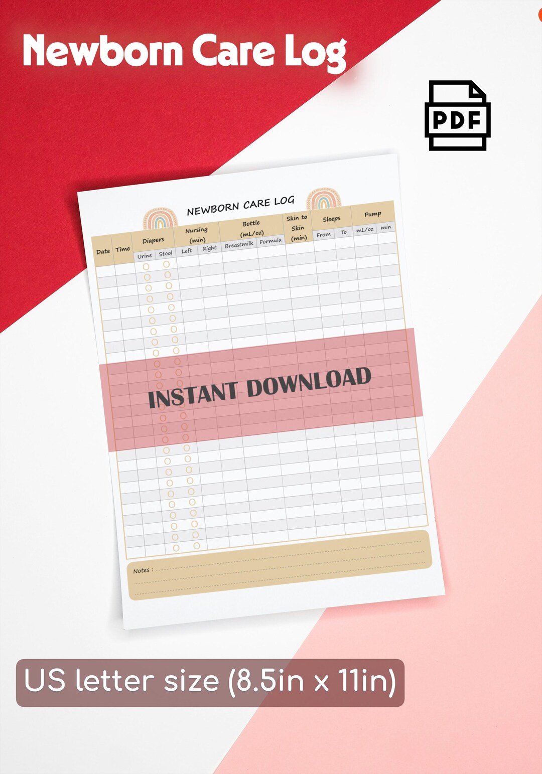 Printable Newborn Care Log, Baby Tracker (digital Download) - Etsy