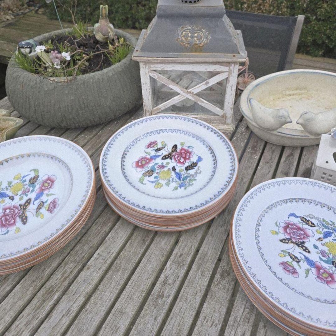 Set of 17 Boch Keramis “chinois” Plates – Vintage Belgian Floral ...