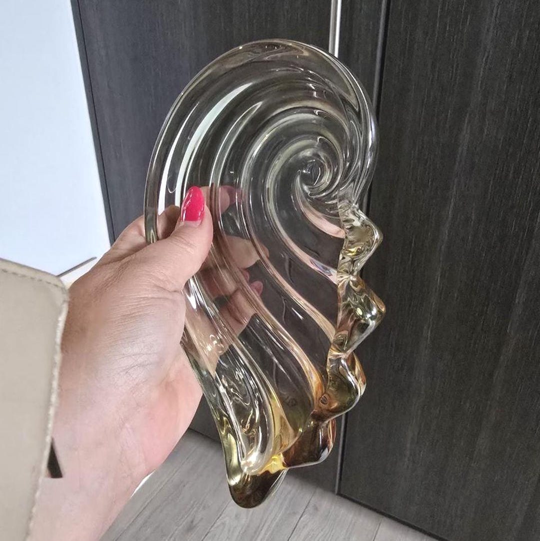 Vintage Walther Cristal Glass Jewelry Dish – Wave Shell Trinket Bowl ...