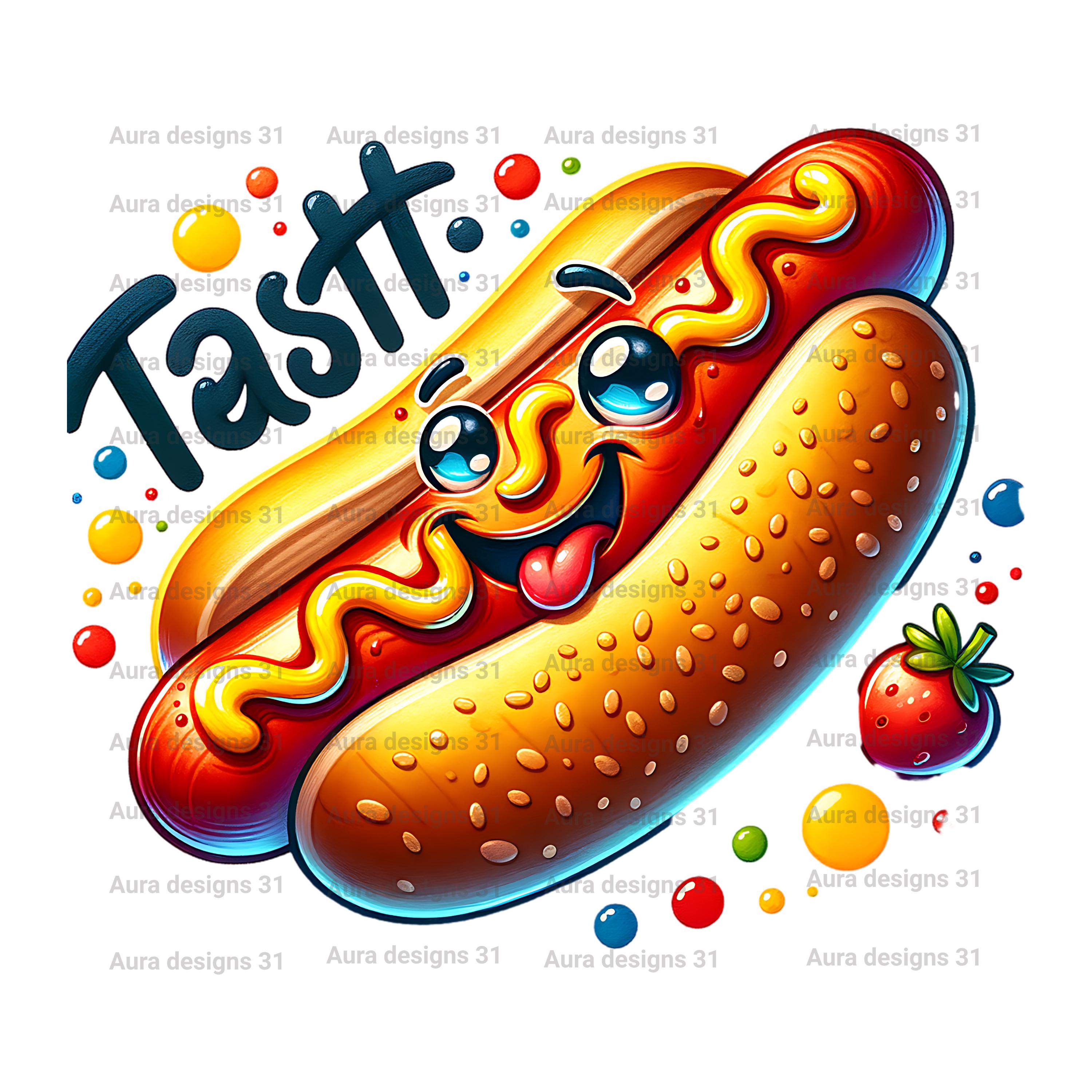 Hot Dog Clipart PNG | Kawaii Food Art (digital Download) - Etsy