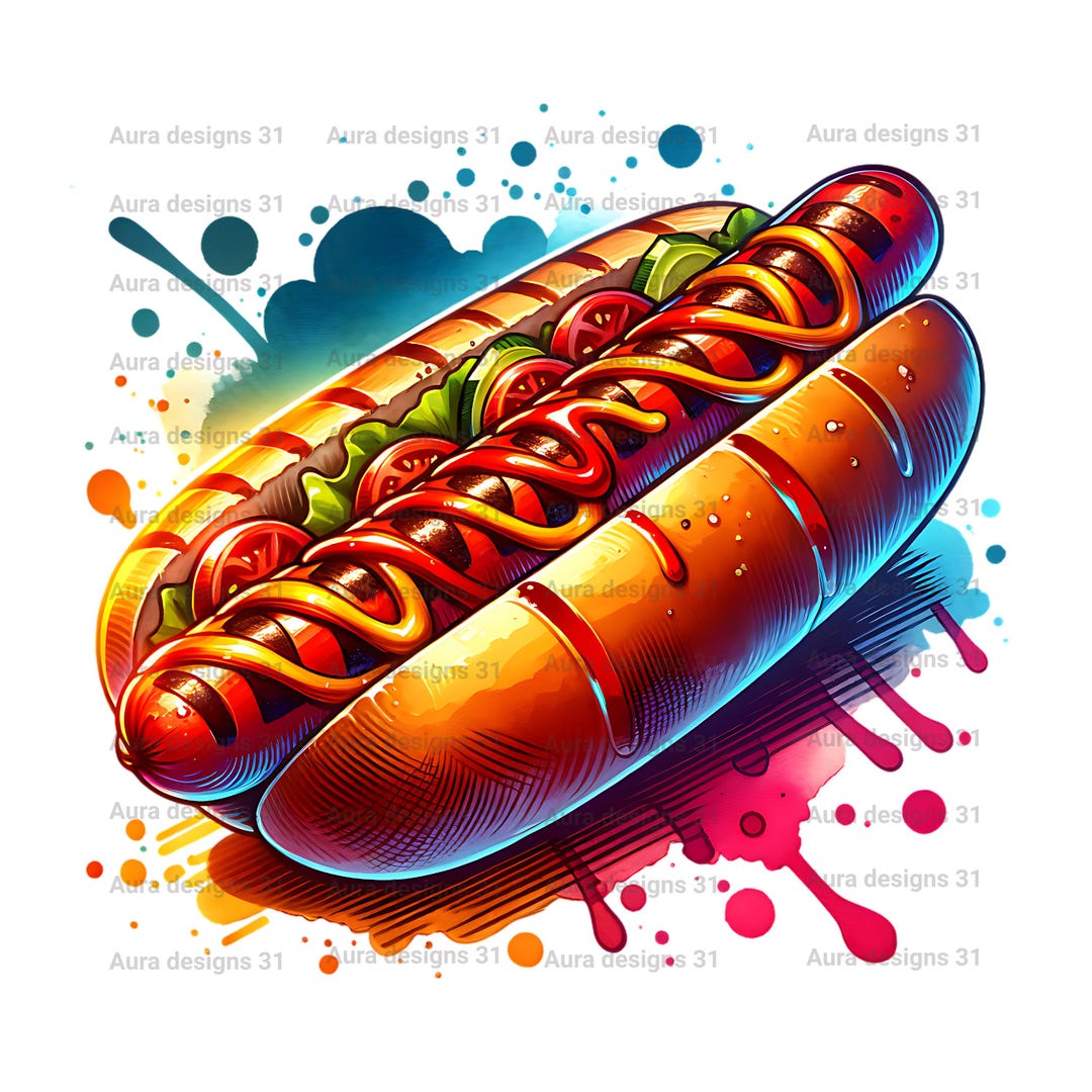 Hot Dog Clipart PNG | Kawaii Food Art (digital Download) - Etsy