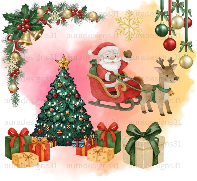 Printable Merry Christmas Clip Art Digital Download - Etsy