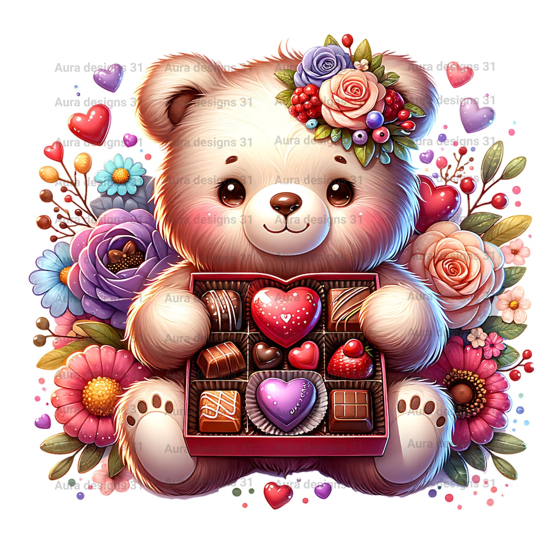 Valentine Chocolate Box Clipart, Heart Chocolates Illustration (digital ...
