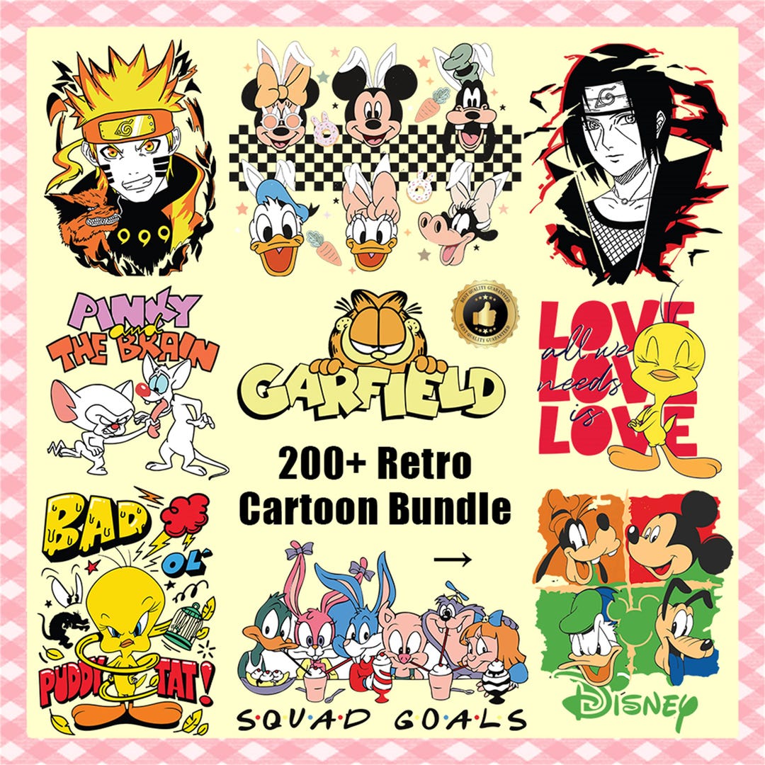 200+ Amusing, Cartoon SVG/PNG Files, Vintage Cartoon Clipart Set ...