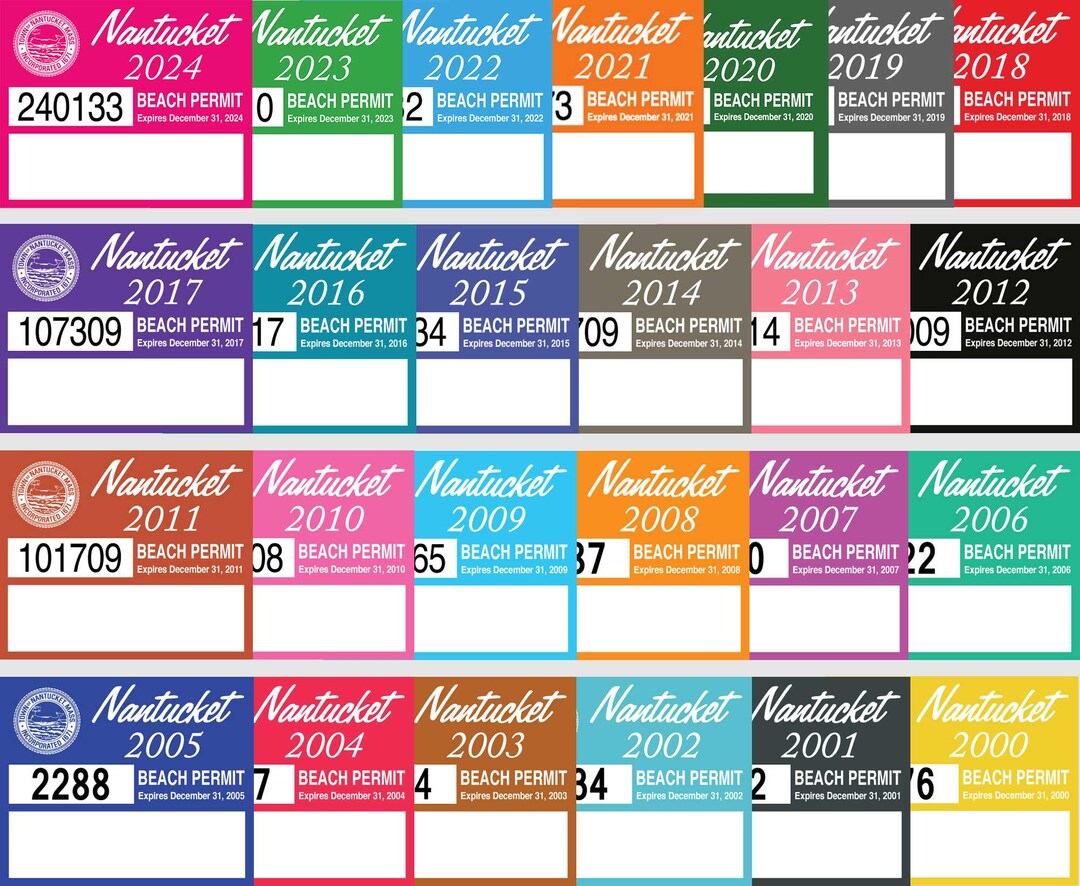 Nantucket Beach Permit Sticker Decal ACK 2000-2024 - Etsy