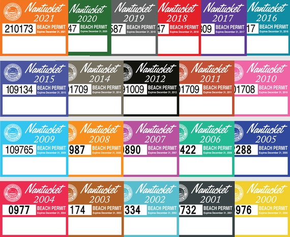 Nantucket Beach Permit Sticker Decal ACK 2000-2021 - Etsy