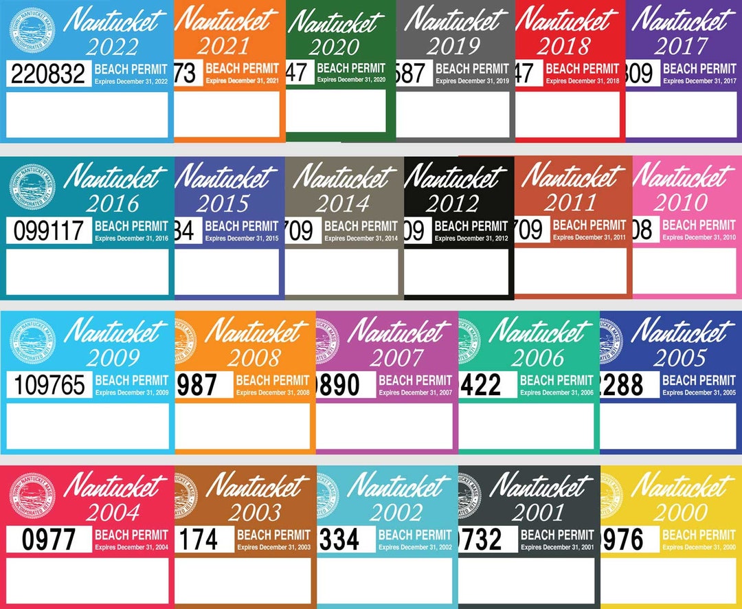 Nantucket Beach Permit Sticker Decal ACK 2000-2022 - Etsy
