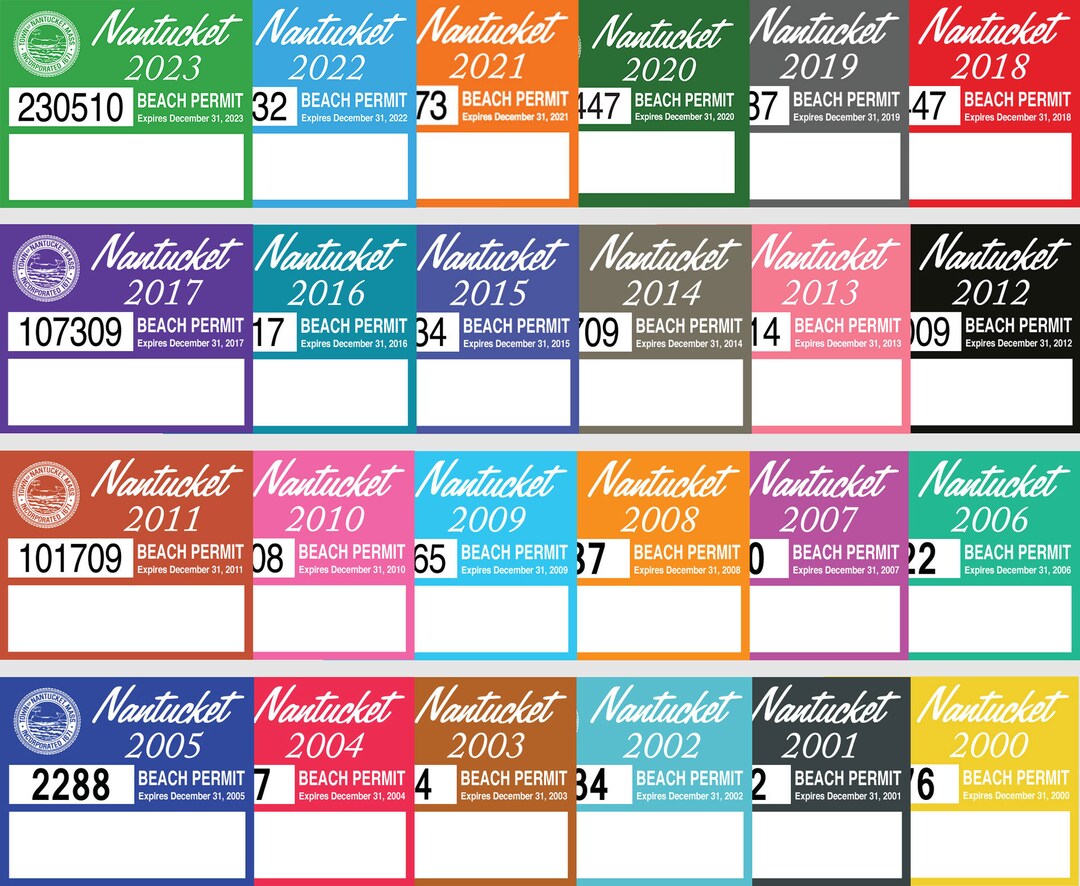 Nantucket Beach Permit Sticker Decal ACK 2000-2023 - Etsy