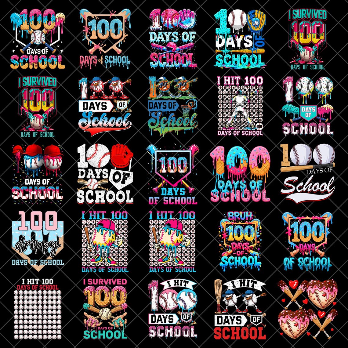 100 Drippy Days of School Png Bundle, Baseball Ice Cream Png, Funny ...