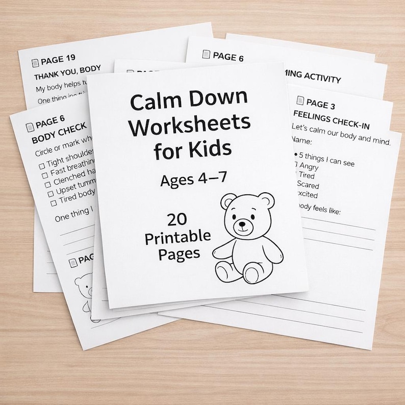 Calm Down Worksheets for Kids Ages 4–7 | Emotional Regulation ...
