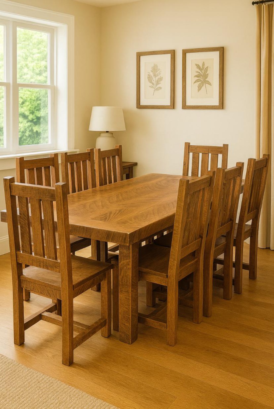 Solid Oak Table Set: Handcrafted Dining Room/kitchen Seating/chairs - Etsy