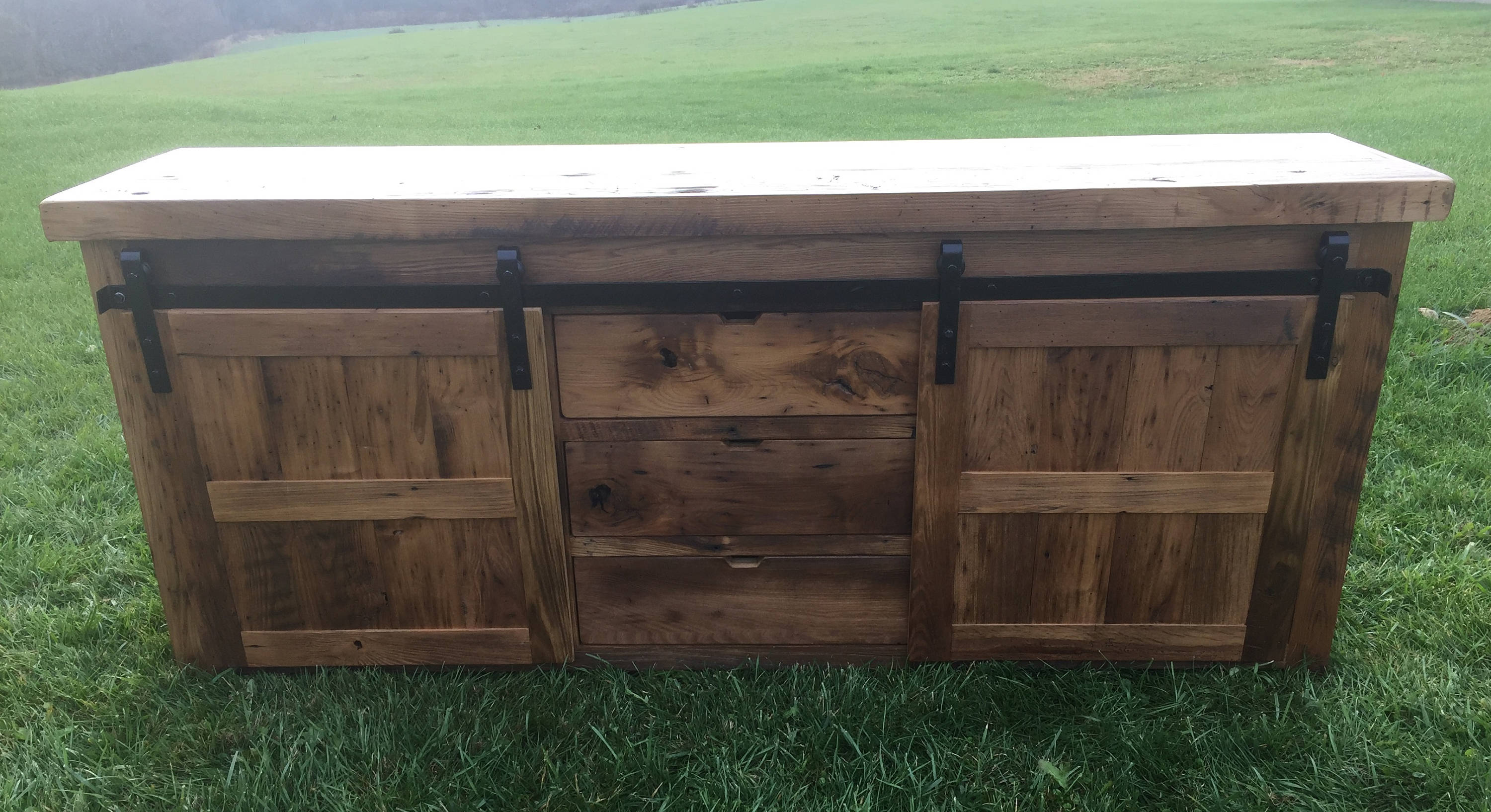 Reclaimed Barnwood Barn Door Console - Etsy