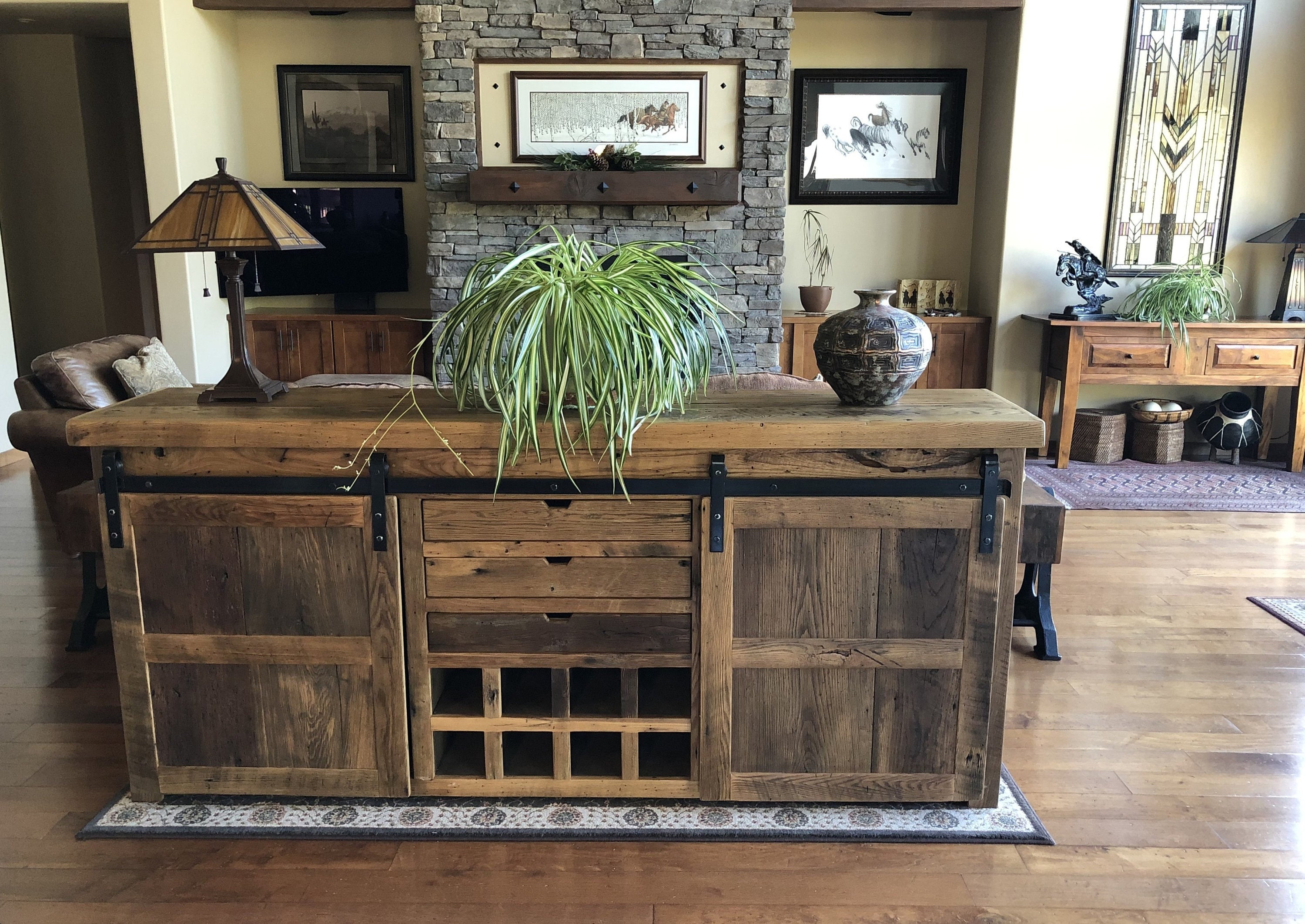 Sliding door buffet table store