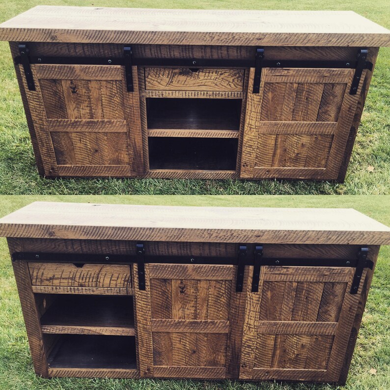 Oak Barn Door Console | Etsy