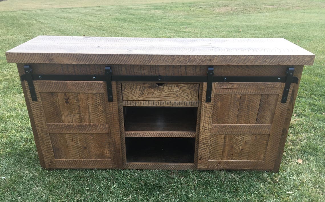 Oak Barn Door Console | Etsy