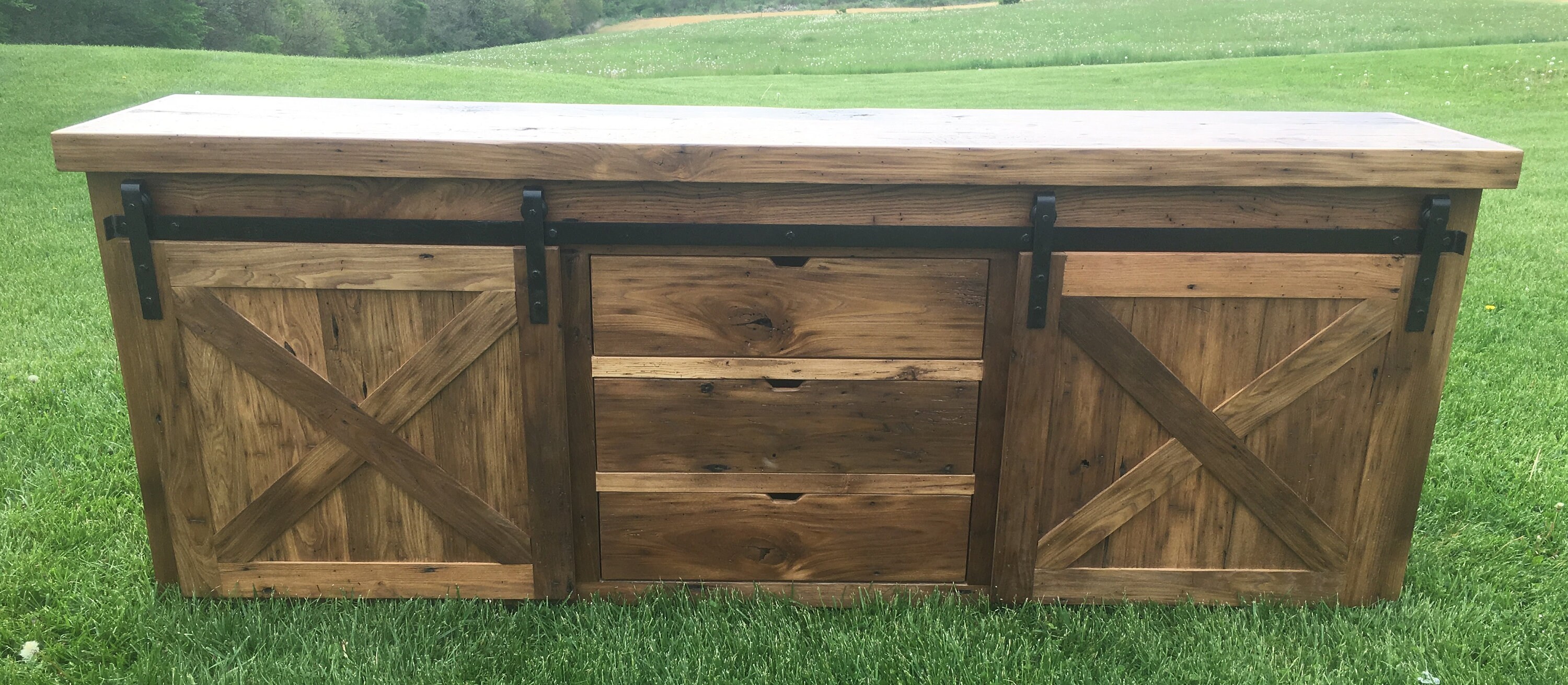 Reclaimed Chestnut Barn Door Console - Etsy