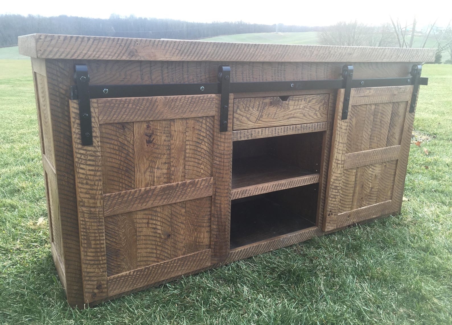 Oak Barn Door Console | Etsy