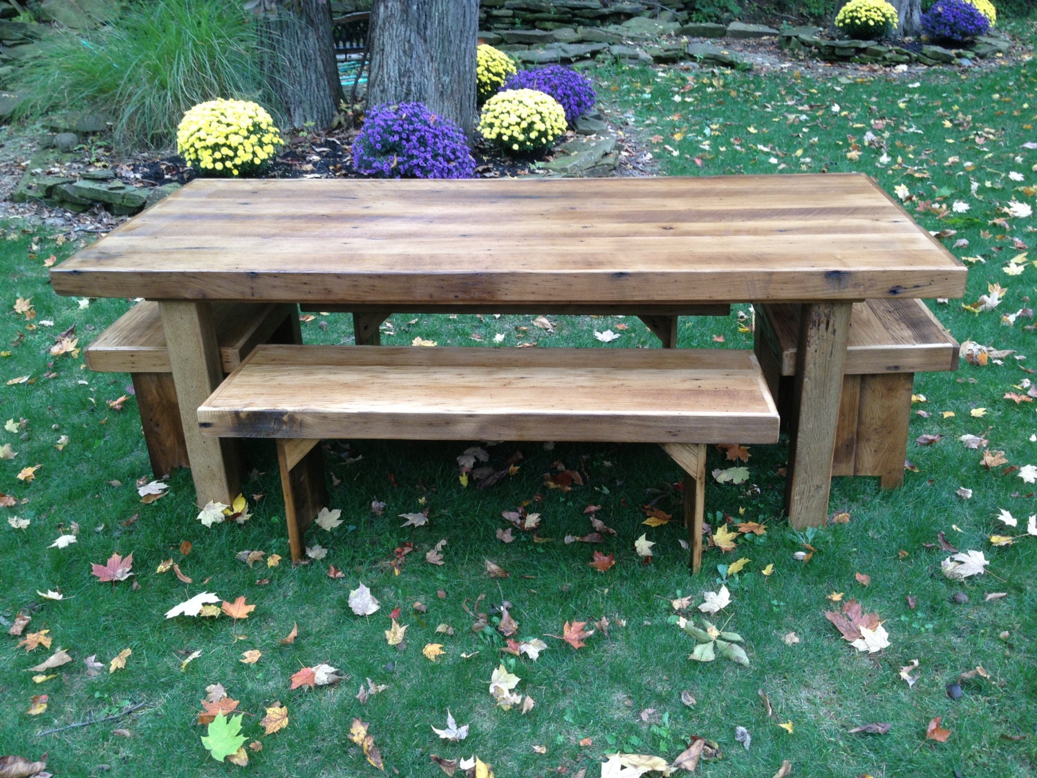 Reclaimed Chestnut Table Set - Etsy