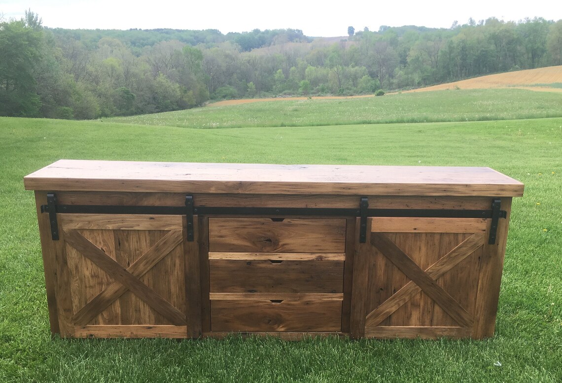 Reclaimed Chestnut Barn Door Console - Etsy
