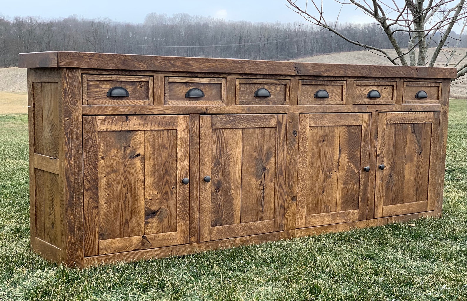 Solid Oak Buffet: 96" Handcrafted Storage Cabinet - Etsy