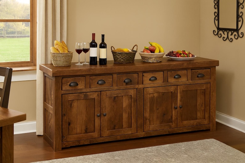 Solid Oak Buffet: 78" Handcrafted Storage Cabinet - Etsy