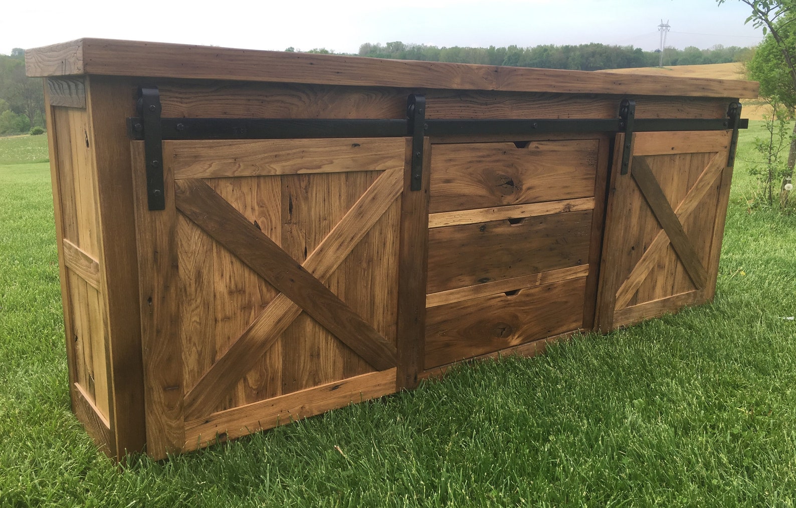 Reclaimed Chestnut Barn Door Console - Etsy