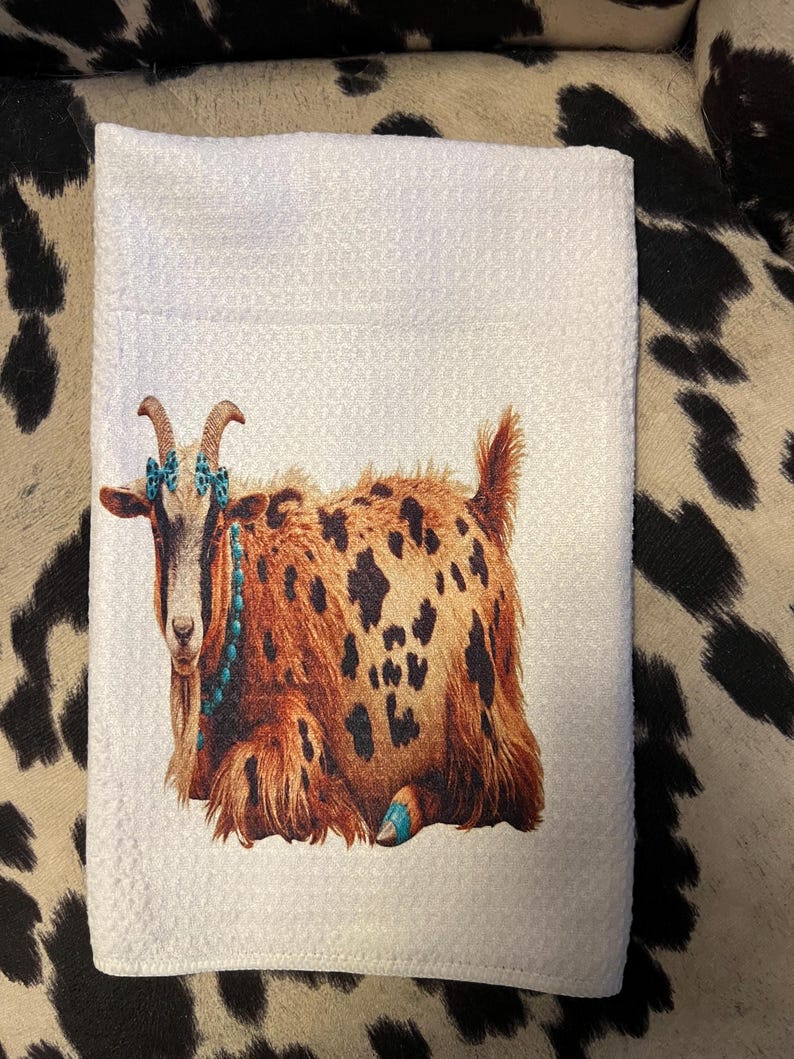 Western Goat Kitchen Cow Hand Towel - Etsy