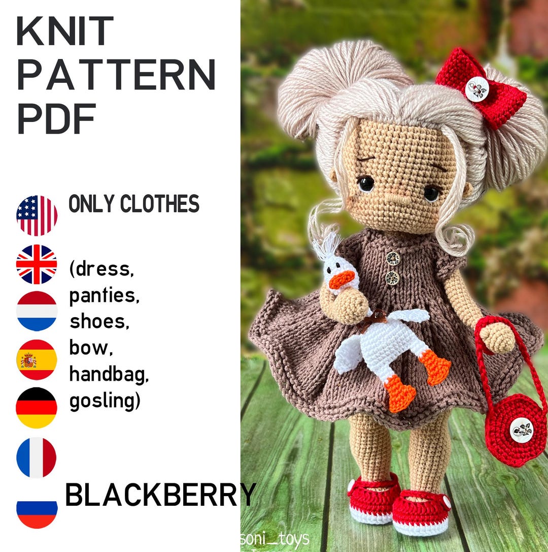Crochet and Knitting Pattern Toy Clothes Outfit "blackberry" for 29 Cm ...