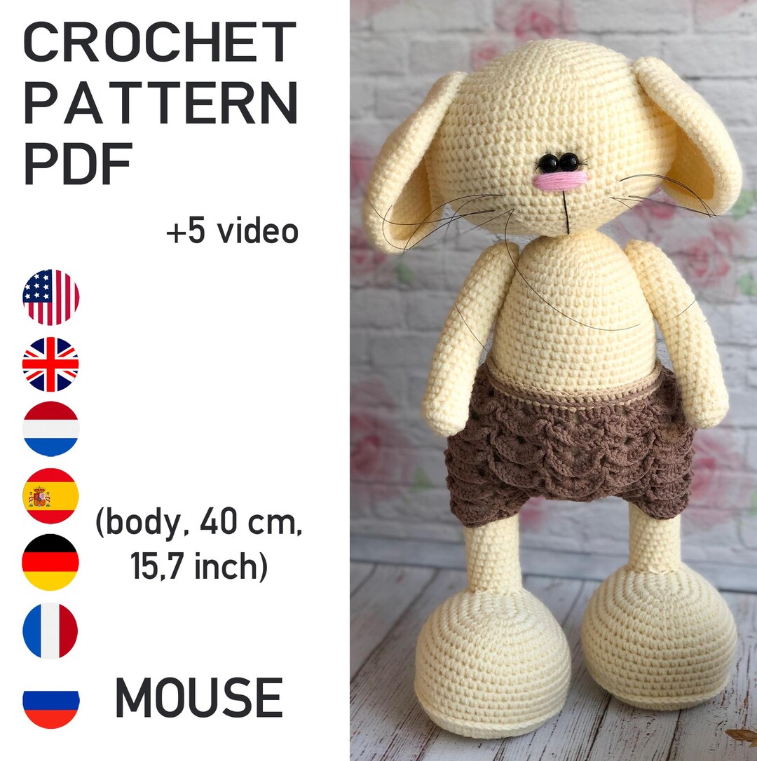 Amigurumi Crochet Tilda Mouse Pattern. Unclothed. Mlouse ONLY, Pants ...