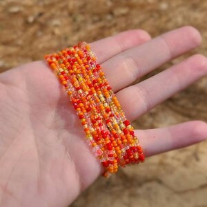 SET OF TEN Fire Inspired Seed Bead Bracelets, Beaded Bracelets ...