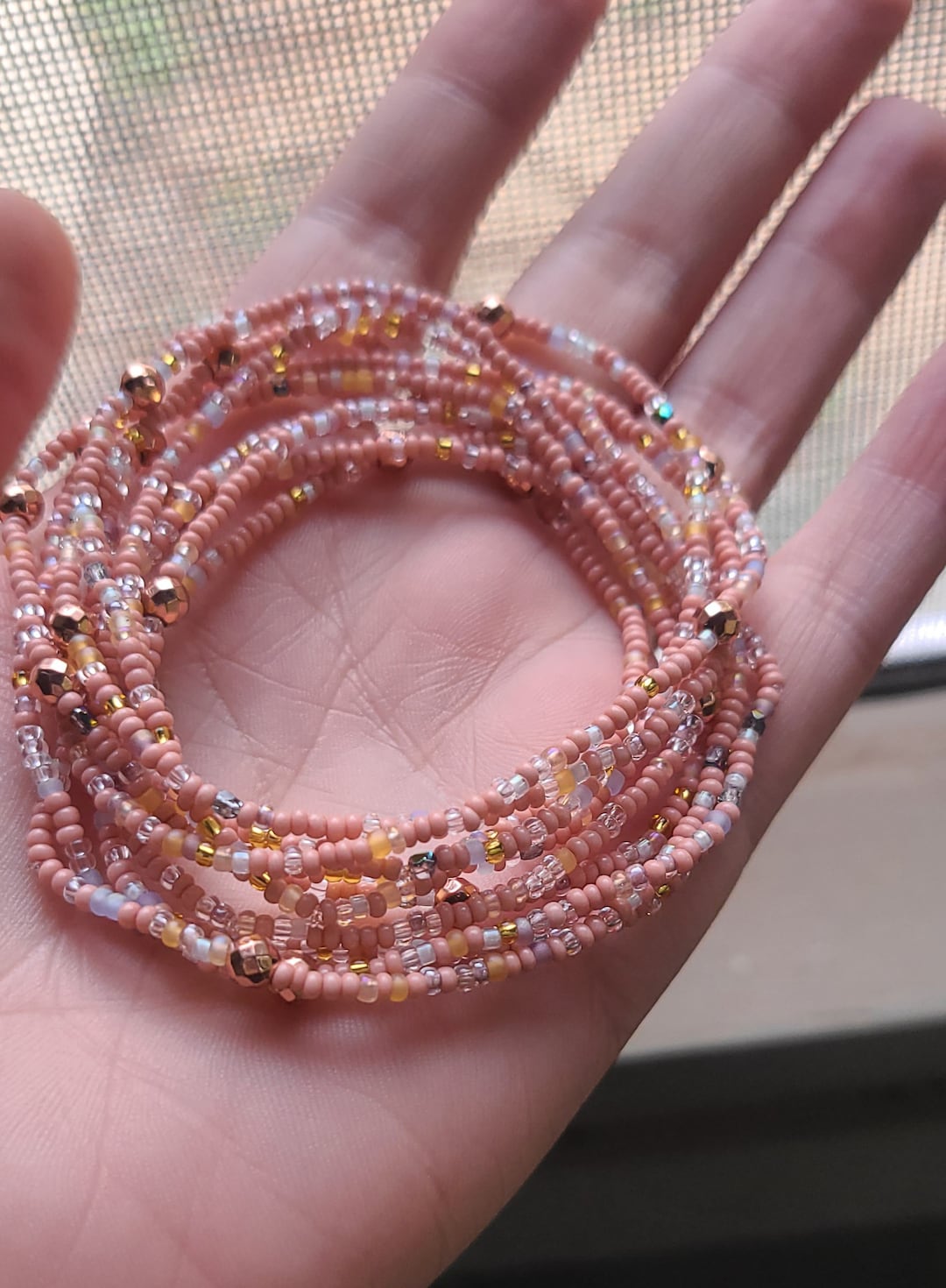 Gold and Beige Seed Bead Bracelet Set: Stackable Boho Jewelry, Set of ...