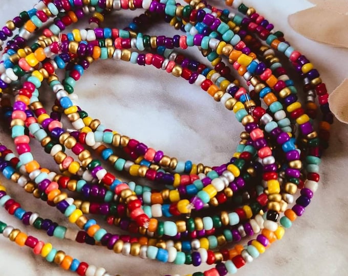 Single Strand Confetti Seed Bead Bracelet, Friendship Bracelet ...