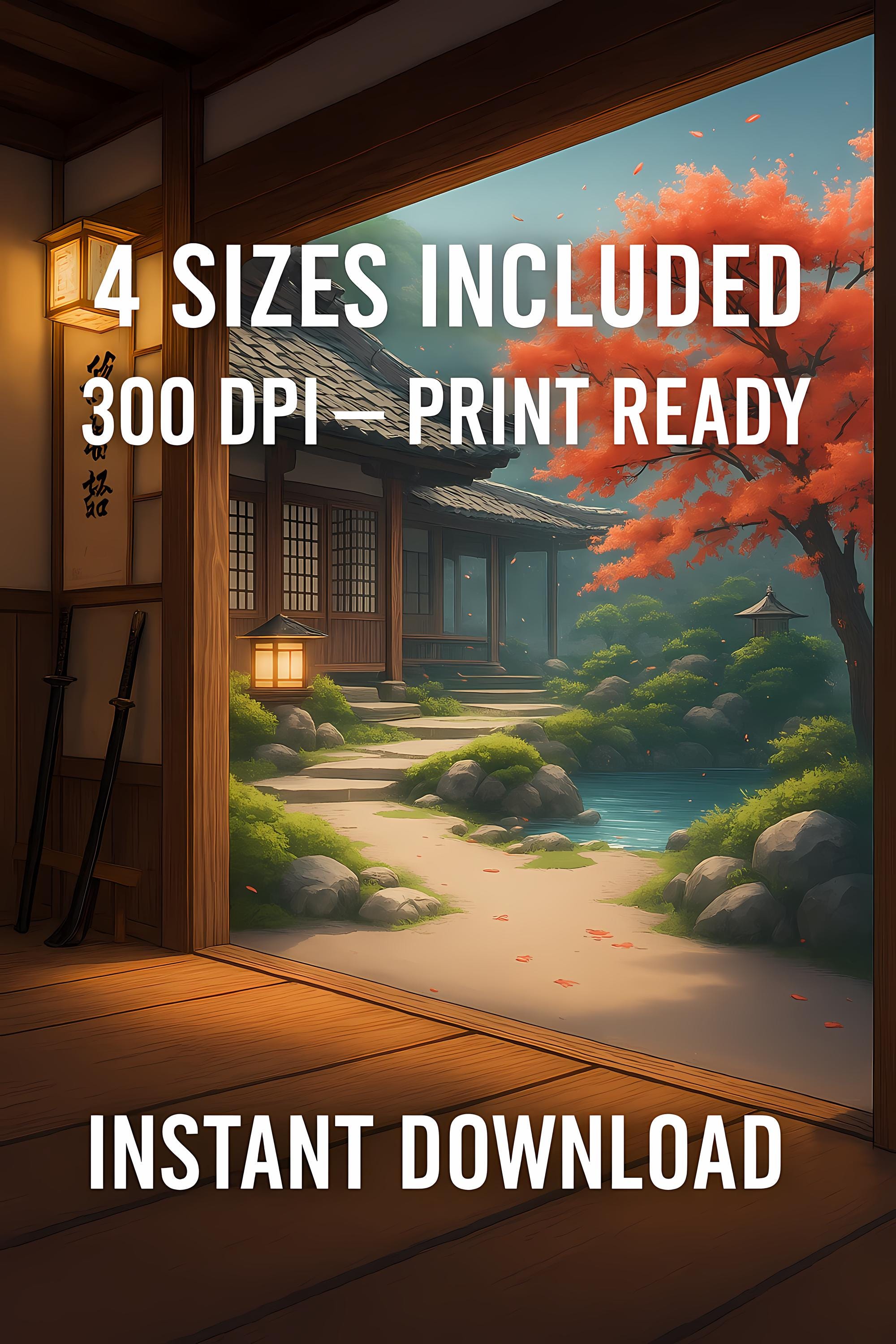 Japanese Zen Garden Printable Wall Art - Samurai Dojo Interior ...