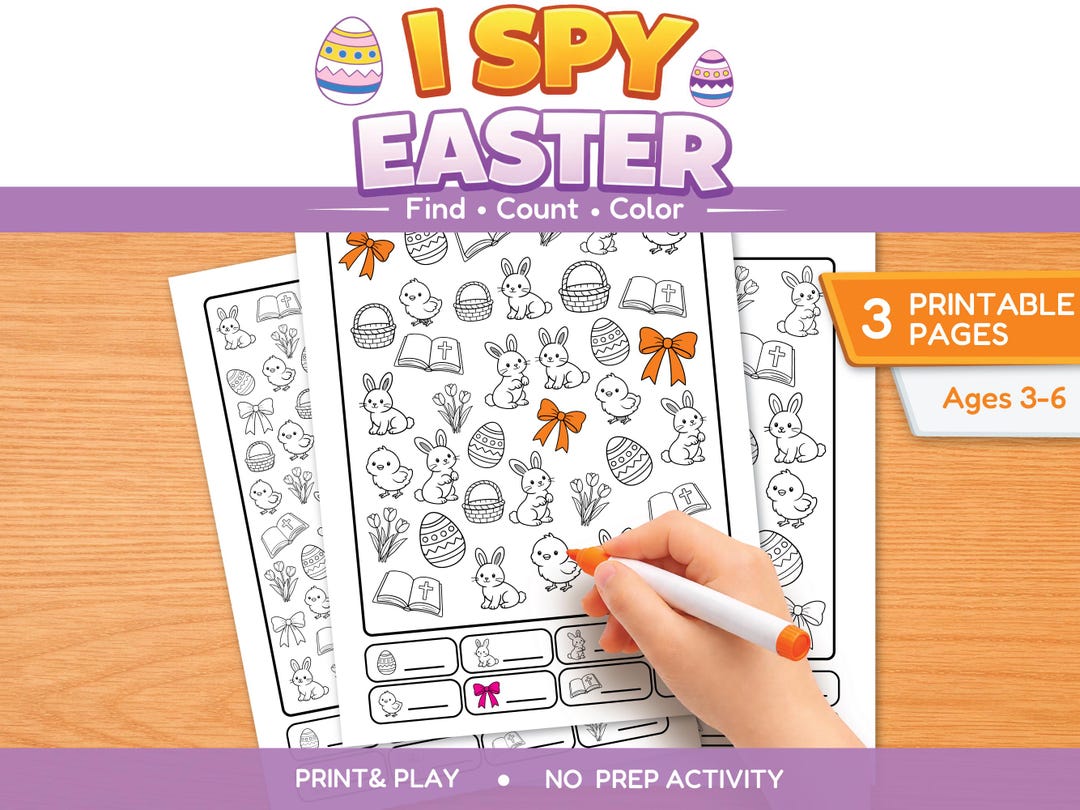 Easter I Spy Printable Game for Kids | Find, Count & Color | Preschool ...