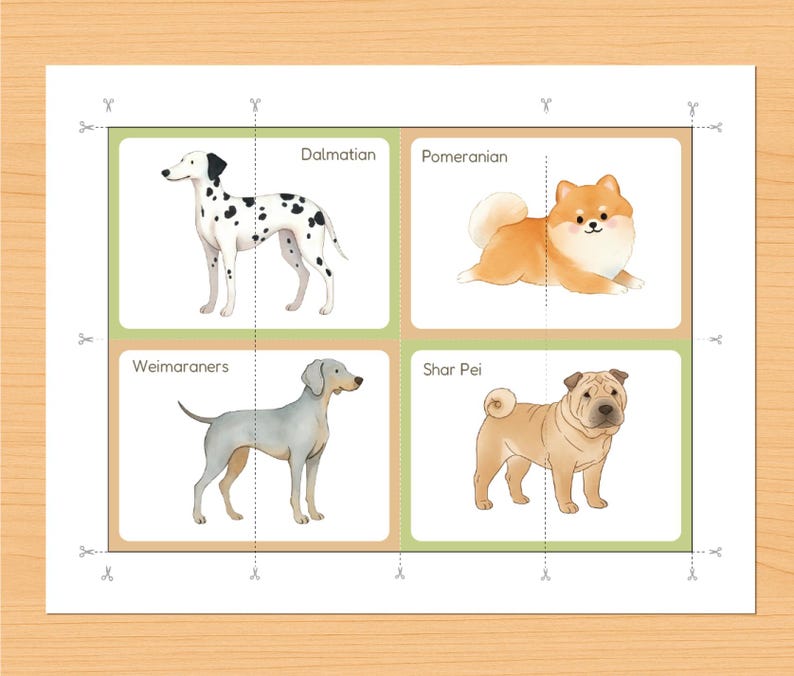 Dog Breeds Matching Game | Montessori Puzzle Cards (PDF Download) - Etsy