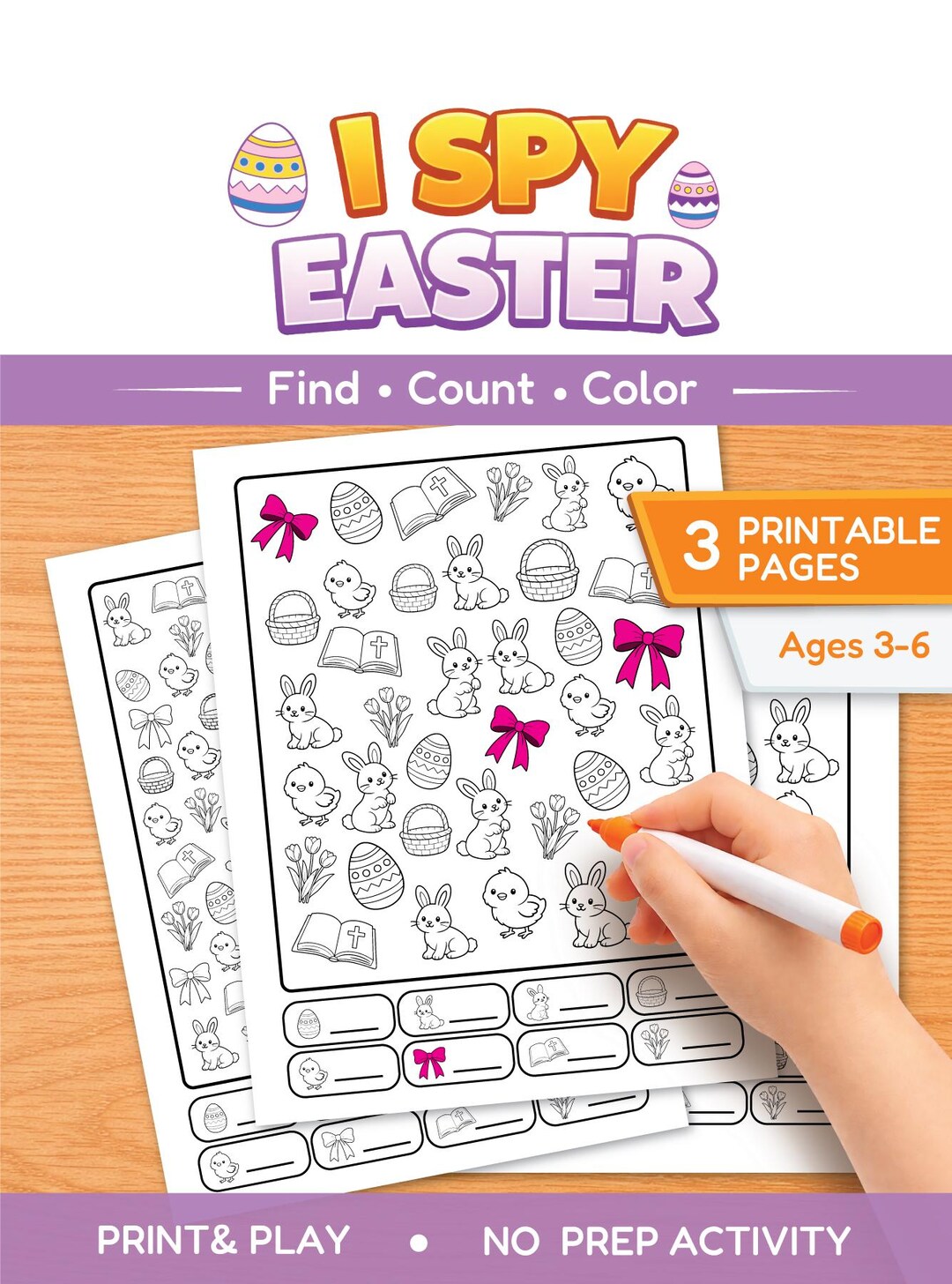 Easter I Spy Printable Game for Kids | Find, Count & Color | Preschool ...