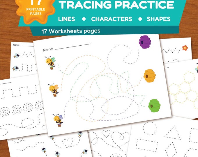 60 Preschool Line Tracing Worksheets Bundle, Fine Motor Pre-writing ...