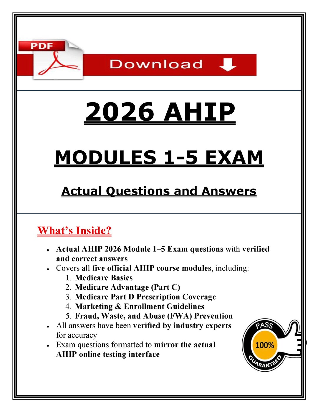 2026 AHIP Modules 1–5 Exam Prep – Medicare Certification Practice ...
