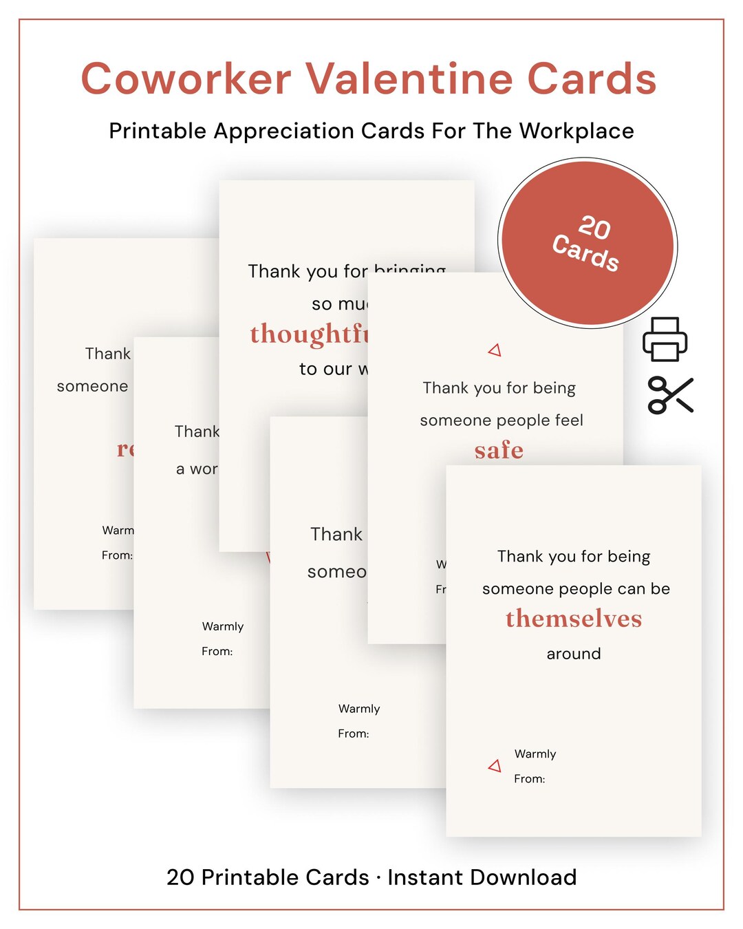 Printable Coworker Appreciation Cards, Office Valentine's (PDF Download ...