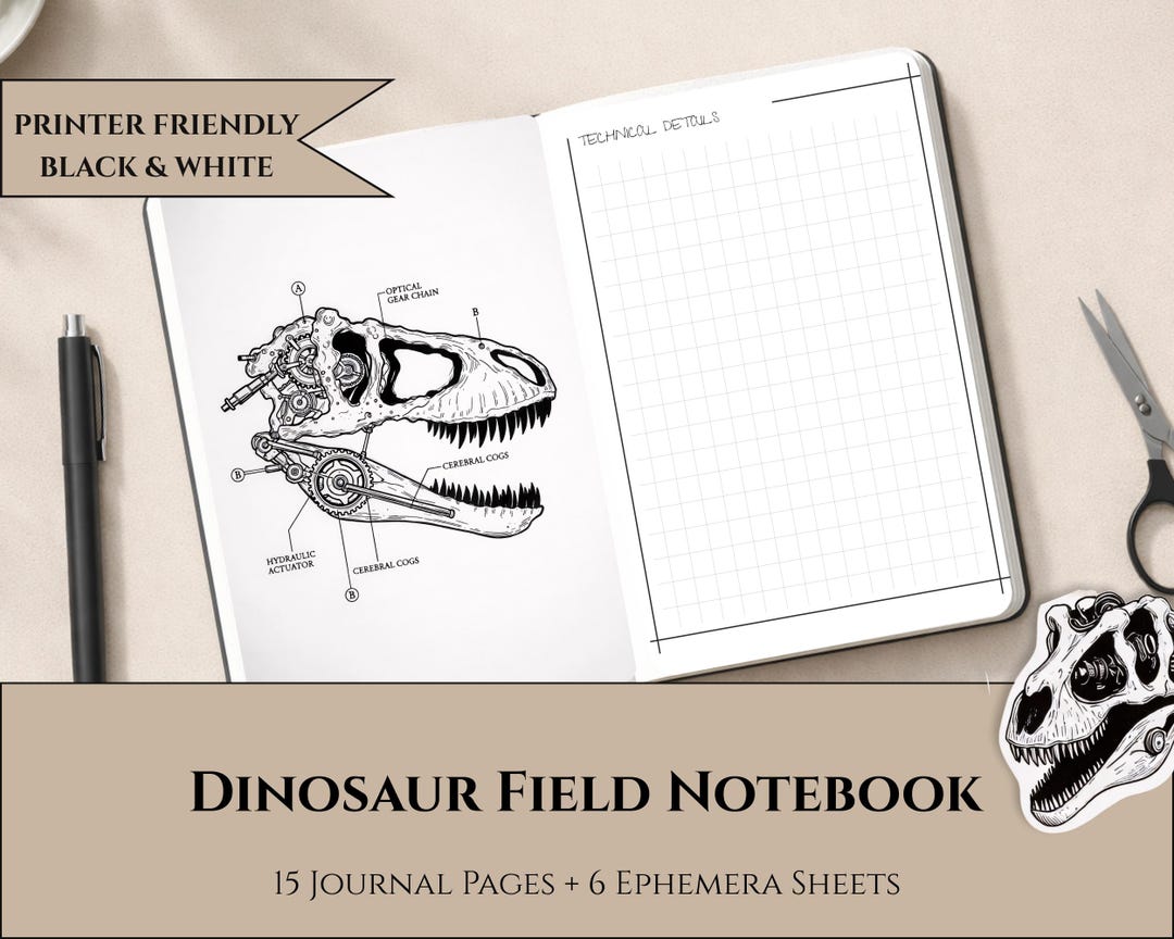 Dinosaur Field Notebook Printable, Paleontology Journal Kit, Junk ...